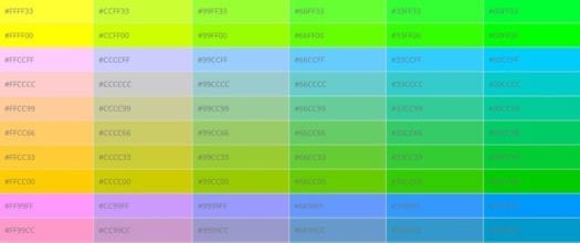 Hex Color Code Chart for Websites